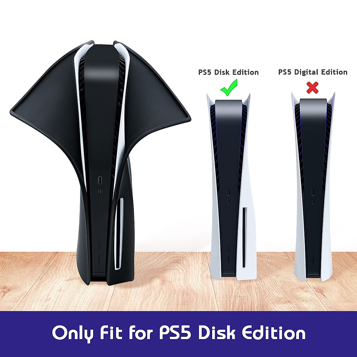 Mcbazel Silicone Skin Cover for PS5 Disk Edition Console, Dustproof Anti-Scratch Anti-Fall Protector Case Cover for PlayStation 5 Disk Edition - Black (NOT for Digital Edition and PS5 Slim)