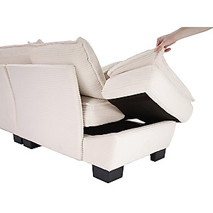 Aeffze Oversized Loveseat Sofa, 90" Modern Loveseat Couch 2 Seater Upholstered Sectional Sofa with Pillows, Deep Seat Comfy Corduroy Sofa Couch for Living Room Bedroom Apartment (Beige)