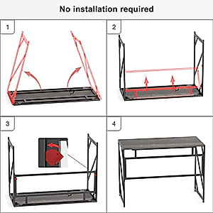 Elephance Folding Desk Writing Computer Desk for Home Office, No-Assembly Study Office Desk Foldable Table for Small Spaces