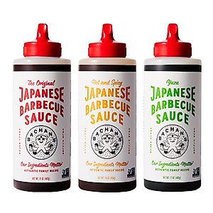 Bachan's Japanese Barbecue Sauce 3 Pack - 1 Original, 1 Hot and Spicy, 1 Citrus Yuzu, BBQ Sauce for Wings, Chicken, Beef, Pork, Seafood, Noodles, and More. Non GMO, No Preservatives, Vegan, BPA free