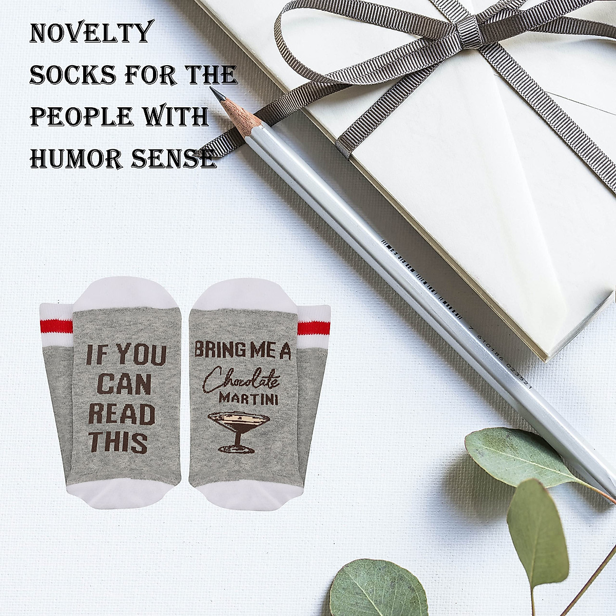 GJTIM 2 Pairs Cocktail Socks If You can Read this Bring Me A Chocolate Cocktail Socks Novelty Gifts for Drinking Lovers