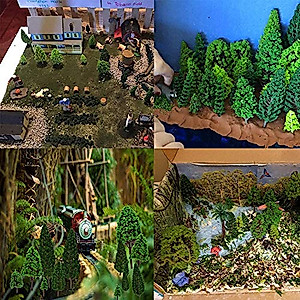 HO Scale Trees, Mystear 50PCS HO OO Scale 1:100 Model Trees 1.4in/3.5cm Train Railroad Park Scenery Architecture Fake Trees for DIY Crafts, Building Model, Landscape