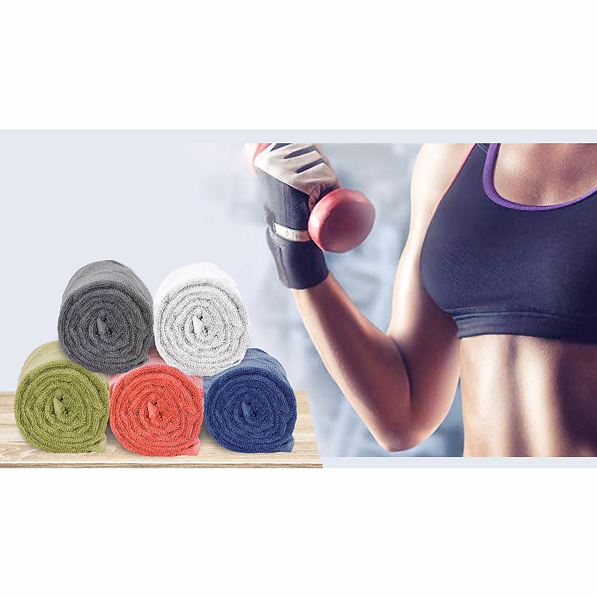 GLAMBURG 100% Cotton 6 Pack Bath Towel Set, Ultra Soft Bath Towels 22x44, Towels for Gym Yoga Pool Spa, Quick Drying & Highly Absorbent - Light Grey