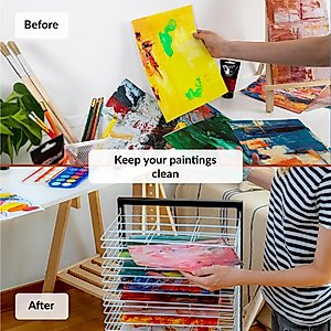 ODOXIA Art Drying Rack for Classroom | Functional & Mobile Paint Drying Rack | 19 Removable Shelves | Canvas Rack Art Storage | Painting Drying Rack with Wheels | Stack Rack for Painting, and More