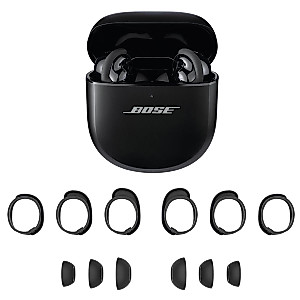 Bose QuietComfort Ultra True Wireless Bluetooth Adjustable Noise Cancelling Earbuds, Spatial Audio, Up to 6 Hours of Play Time, Black Bundle with Fit Kit