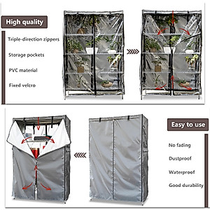 okcool Waterproof Shelf Cover,600D Heavy Duty Wire Shelving Unit Cover,Shelf Display Rack Protector Cover with Zipper,One Side See Through Panel.(Grey,Fits 48" Wx18 Dx72 H Shelves)