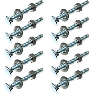 TAODAN 10 Set 1/4-20 x 2" Carriage Bolts Set Round Head Square Neck Screws with Nuts and Washers