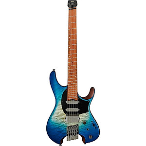 Ibanez QX54QM Q Standard Headless Electric Guitar, Blue Sphere Burst Flat w/Gig Bag