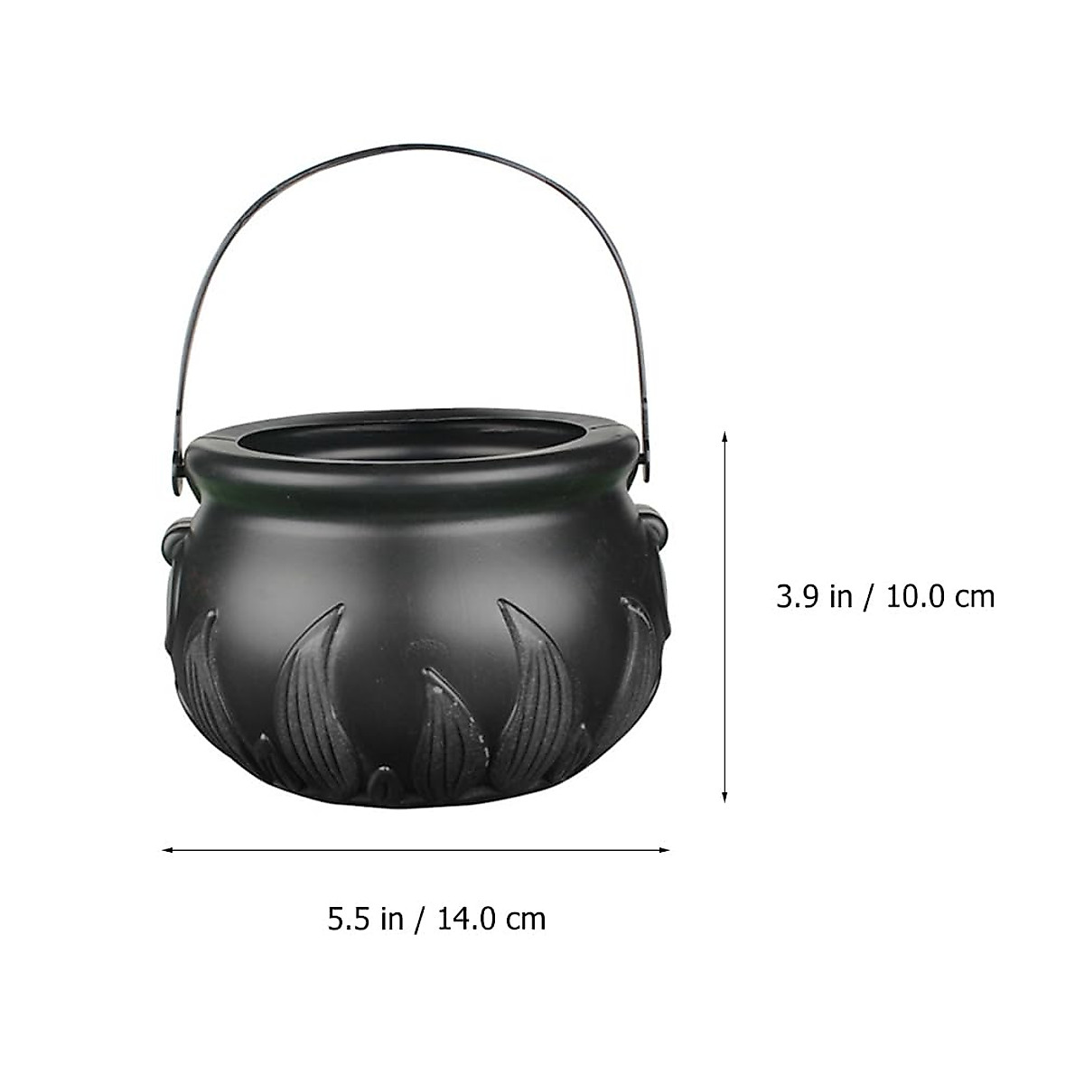 DOITOOL 4Pcs Halloween Witch Cauldron Handheld Plastic Flame Barrel Black Cauldron Halloween Candy Buckets Candy Holder Pot with Handle for Halloween Party Decorations (2 Big Size+ 2 Small Size)