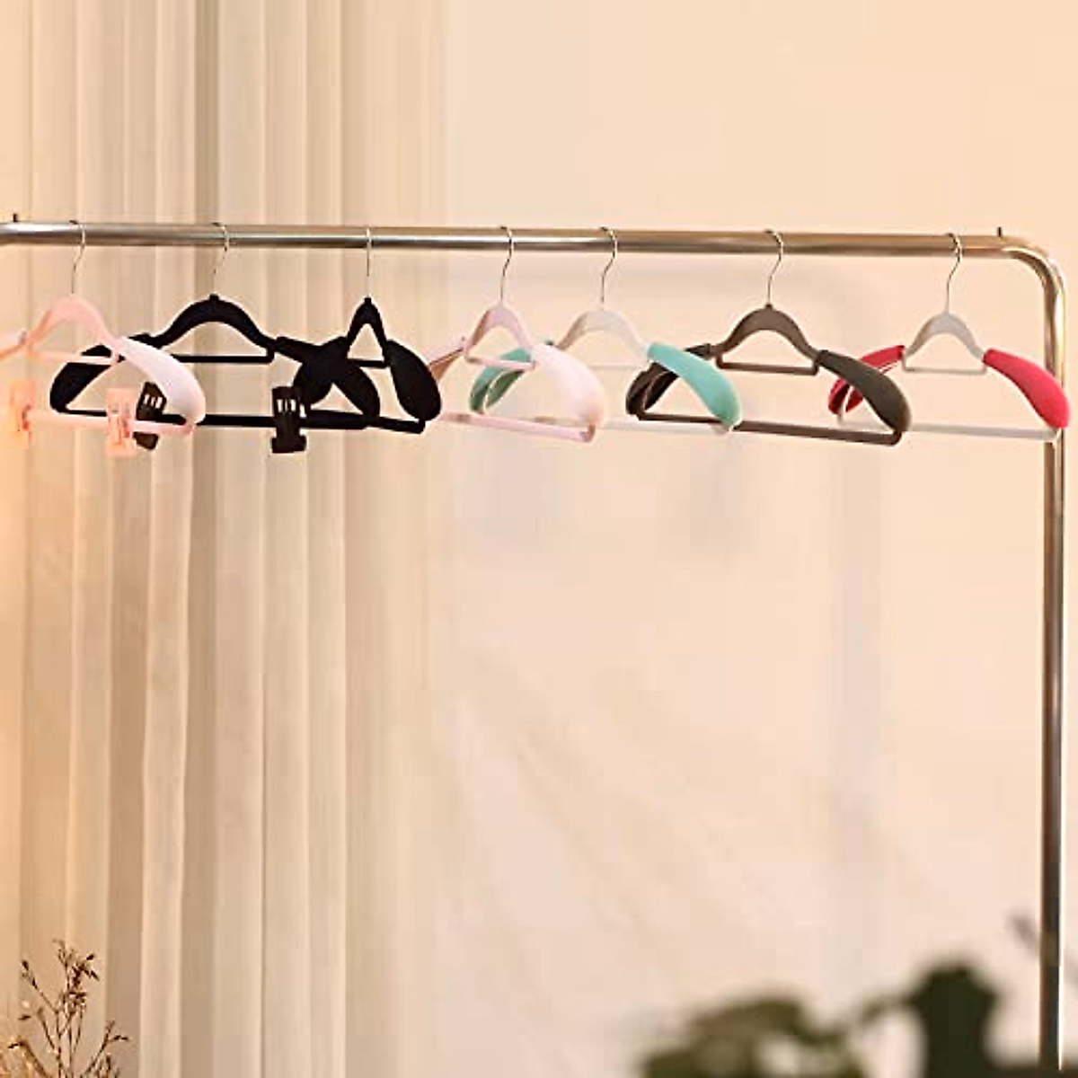KADEA 5 Pairs of Velvet Hangers with Shoulder Form, Suitable for Velvet Hangers, Non-Slip (Please Note: Hangers are not Included.) (Black)