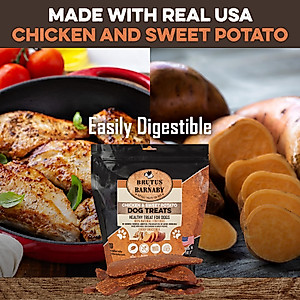 BRUTUS & BARNABY Chicken & Sweet Potato Jerky Dog Treats - Grain-Free, Preservative-Free, No Fillers - All Natural USA Chicken & Sweet Potato, High in Antioxidants - Healthy, Tasty Treat for Dogs