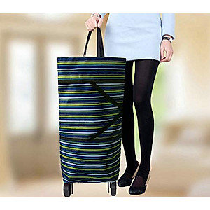 Collapsible Trolley Bags Folding Shopping Cart with Wheels - Reusable Grocery Bags (B09Y2SZ138)