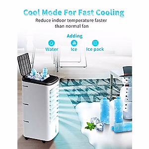 COMFYHOME 3-IN-1 Portable Air Conditioners Windowless, 65° Oscillation Swamp Cooler, 3 Speeds Portable Air Cooler w/Humidifier, Remote & 12 Hours Timer, Evaporative Cooler Cooling Fan for Room Home