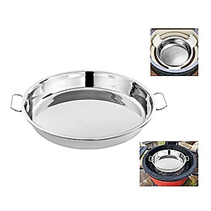 lxkj Stainless Steel Drip Pan, Perfect for Big Green Egg, Kamado Joe Classic Joe, Acorn & Weber Grills & Smokers, Baking Tray, Salad Plates, 13" Diameter Round, Reusable and Easy to Clean