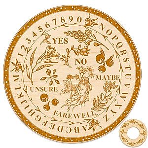 Wooden Spirit Board Pendulum Board Herbal Round Spirit Board Floral Talking Board Game Plants Flowers Witchcraft Decor Wood Divination Tools for Altar, Spirit Hunt, Occult Practice