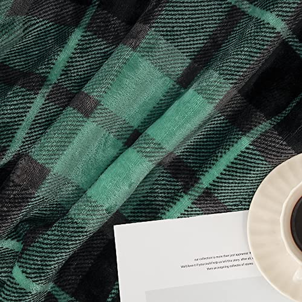 LALIFIT Sherpa Throw Blanket Soft Plush Reversible Green Black Plaid Flannel Blankets Fuzzy Warm Bed Blanket for Sofa Couch Christmas Halloween Farmhouse Home Decorate 50" x 60" (Green Plaid)