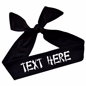 Custom Personalized Tie Headband in Chinese Takeaway Font You Pick Headband and Text Color (Black Headband)