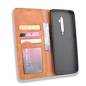 HualuBro Oppo Reno 2 Case, Oppo Reno2 Case, Retro PU Leather Full Body Shockproof Wallet Flip Case Cover with Card Slot Holder and Magnetic Closure for Oppo Reno2 / Reno 2 Phone Case (Brown)