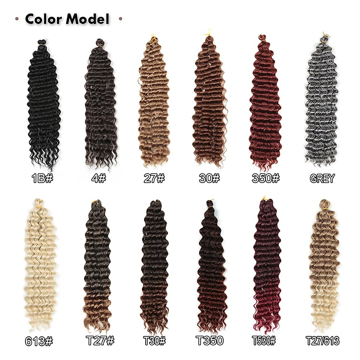 Deep wavy Crochet Hair Long Curly Crochet Hair for Women 22inch Ocean wave braiding hair Deep Twist Crochet Braids Synthetic Braiding Hair Extensions(22 inch, 1B)