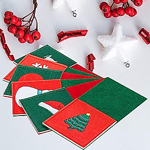 ziidoo 6Pcs Christmas Table Decorations,Christmas Silverware Holders,Cutlery Bags for Knife, Fork and Spoon in Xmas Party Dinner Table Dinnerware Decorations