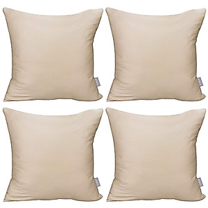 4-Pack 100% Cotton Comfortable Solid Decorative Throw Pillow Case,Thmyo Square Cushion Cover Pillowcase Sublimation Blank Pillow Covers DIY Throw Pillowcase for Sofa Bedroom(24x24 inch/ 60x60cm,Khaki)