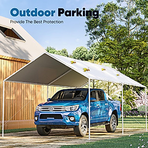 Quictent 10x20 ft Heavy Duty Carport Car Canopy Garage Outdoor Boat Shelter Party Tent-White