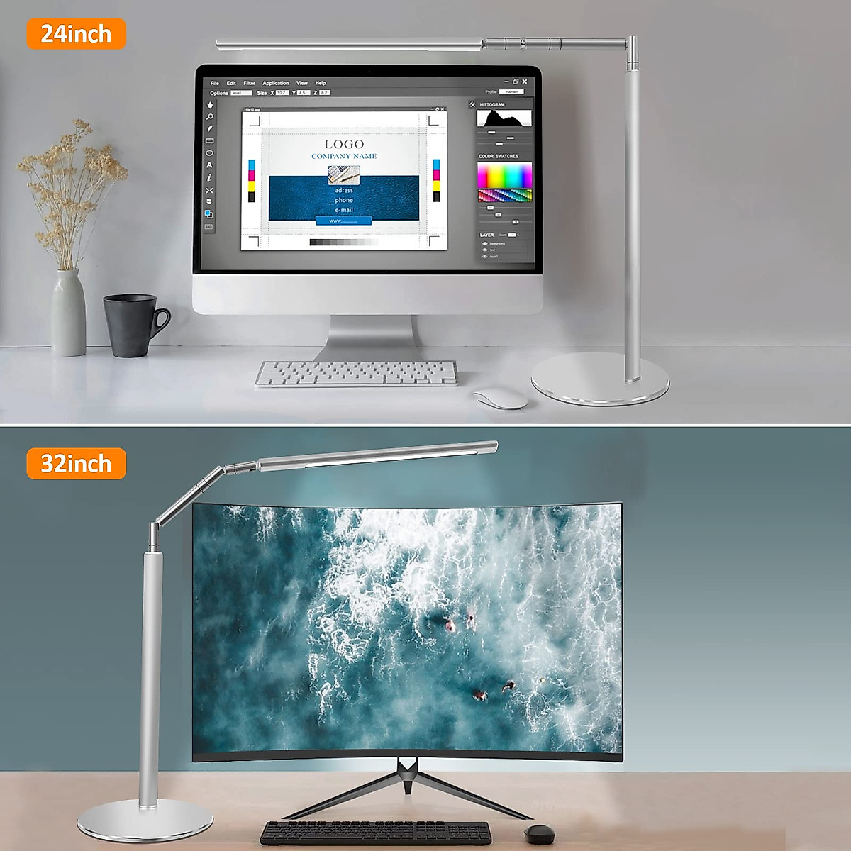 Desk Lamps for Home Office,Computer Screen Light, Computer Monitor Lamp, Screen Monitor Light for Eye Caring, e-Reading LED Task Lamp, Suitable for 24-32 inch Monitors