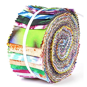 Soimoi 40Pcs Tie Dye Print Cotton Precut Fabrics for Quilting Craft Strips 2.5x42inches Jelly Roll - Multicolor