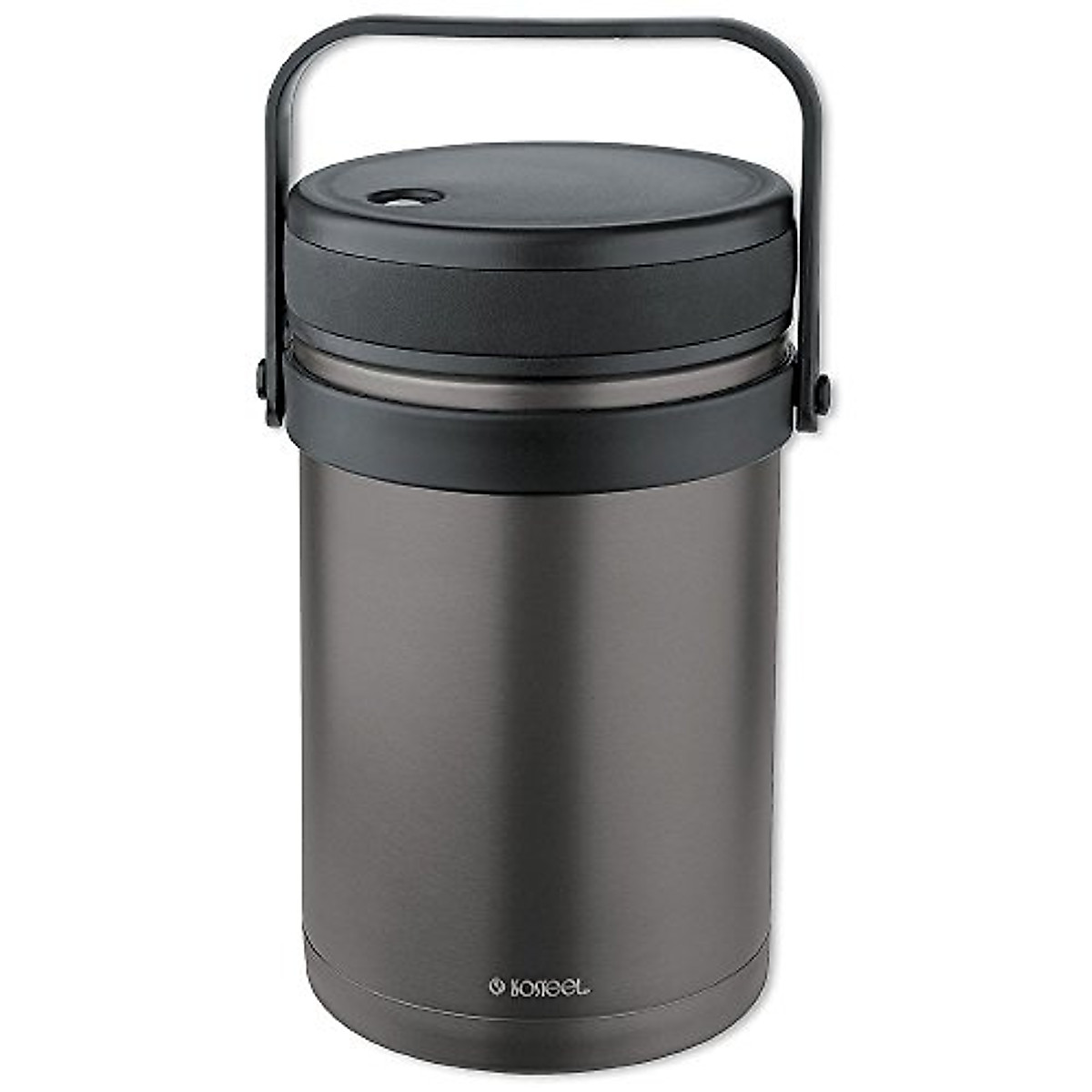 Isosteel Vacuum Food 1.5 L, Dishwasher Proof, 18/8 Stainless Steel, Plus 3 Plastic containers-Suitable for Micro Wave, Titanium Gray, , Grey