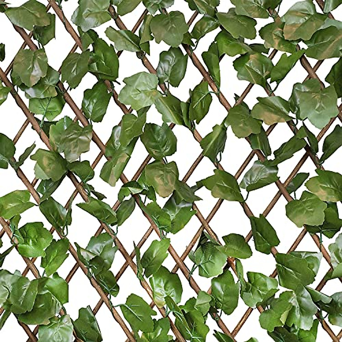 Verseo Artificial Ivy Privacy Fencing System, Faux Ivy Vine & Willow Branch Lattice, Adjustable Ivy Wall Privacy Screen, Expandable Horizontal or Vertical up to 96" (Set of 2, for 192" of Coverage)