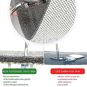 KESFEY Corner Anti-Slip Shower Mat 60x60 Inch Soft Texture Quick Dry Easy Clean Shower Mat for Scalloped Bathroom Area PVC Loofah Non-Slip Floor Mat