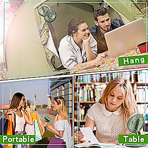 Alioth Portable Foldable Desk Fan, Rechargeable Personal Fan Cordless, 3 Speeds Super Quiet Battery Operated Fan for Office, Home, Outdoor (Green)