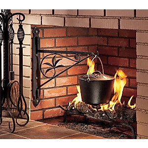 Minuteman International Crane, 18-inch Fireplace Pot Hanger Bracket, Black