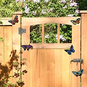 CALIDAKA 5 PCS Metal Butterfly Wall Art Decor 3D Butterfly Hanging Wall Butterfly Colourful Garden Inspirational Wall Sculptures Home Craft for Bedroom Living Room Bedroom Office(Random Color)