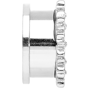 Body Candy 2Pc Womens 316L Steel White Leaves 11/16" Double Flare Screw Fit Tunnel Plug Ear Plug Gauges Set