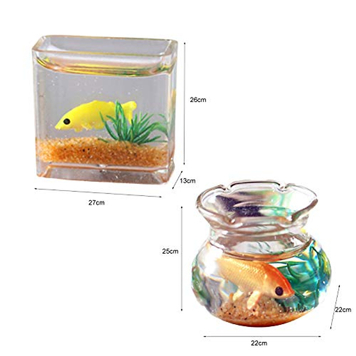 Dollhouse Miniature Goldfish Bowls, Chic Miniature Fish Tank with Smooth Surface, Realistic Resin Dollhouse Fish Tank Accessories for Garden Scene Decor, 1.06" x 0.51" x 1.02"