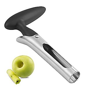 KITEXPERT Apple Corer, Premium Apple Corer Tool with Ergonomic Handle, Stainless Steel Apple Corer Remover with Sharp Serrature, Durable Kitchen Corer for Apple, Pears and Bell Peppers(Black)