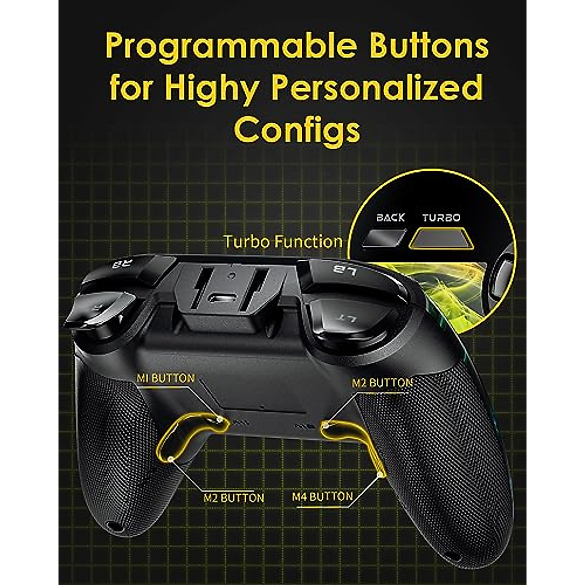 EasySMX PC Wireless Controller, Gaming Controller for Computer,Laptop,PS3,Android TV BOX, Nintendo Switch and Tesla with Turbo, Dual Vibration and 4 Programmable Keys, Battery Up to 14 Hours