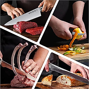 Knife Set, 18Pcs Black Knife Block Sets, German Stainless Steel Knife Sets for Kitchen with Block, Kitchen Knives for Chopping, Slicing, Dicing & Cutting