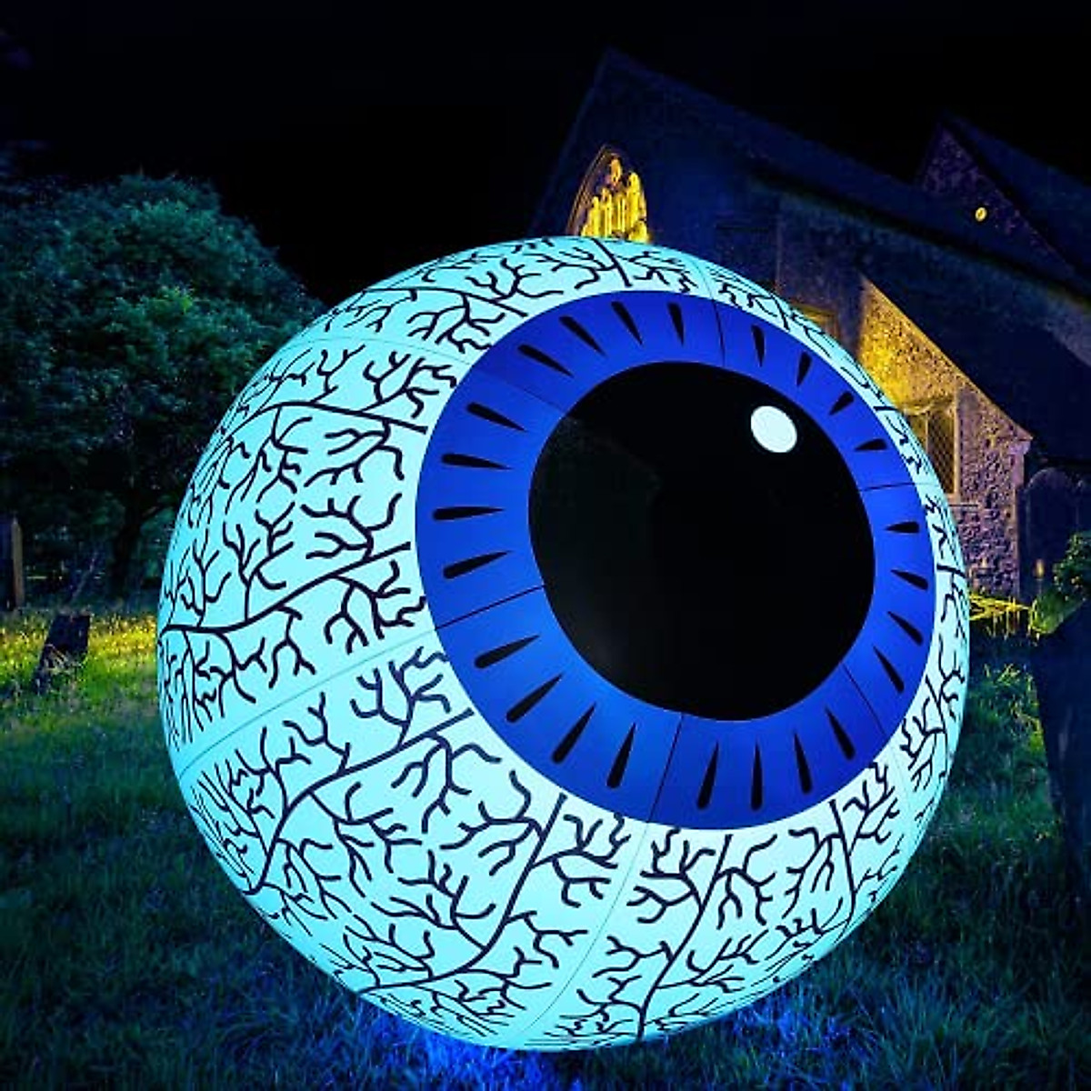 Halloween Decorations 24 inch Halloween Inflatable Ghost Eyeball with Built-in Battery Powered RGB LED Light Suitable for Indoor Outdoor Yard Party Halloween Decor with Remote Controller