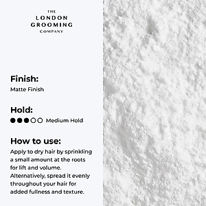 The London Grooming Company - Matte Hair Powder for Men | Mens Hair Powder | Texture Powder for Styling | Medium All-Day Hold 0.7 Ounces (20 grams)