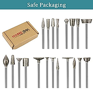 Stone Carving Set Diamond Burr Bits Compatible with Dremel, 20PCS Polishing Kits Rotary Tools Accessories with 1/8’ Shank For Carving, Engraving, Grinding, Stone, Rocks, Jewelry, Glass, Ceramics