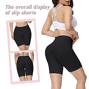 Yeblues 2 Pack Women Slip Shorts for Dresses,Soft Stretch Under Shorts Seamless Panties Boyshorts for Yoga/Workouts(Black+Beige,Large)