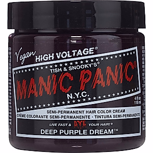MANIC PANIC Deep Purple Dream Hair Dye – Classic High Voltage - Semi Permanent Dark Blackberry Purple Hair Color With Warm Undertones - Vegan, PPD & Ammonia Free (4oz)
