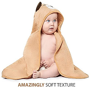 MINIBOO Premium Bamboo Baby Towel with Unique Dog Design – Extra Soft and Absorbent Baby Bath Towel for Newborns, Infants, and Toddlers – Suitable as Baby Gifts