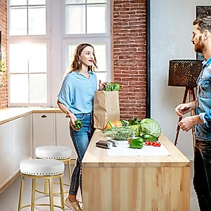 FLYZC White & Gold Bar Stools Set of 2 Counter Height 24 Inches Swivel Bar Stools for Kitchen Counter Island Backless Modern Gold Barstools Upholstered Faux Leather Round Counter Stools, White+Gold