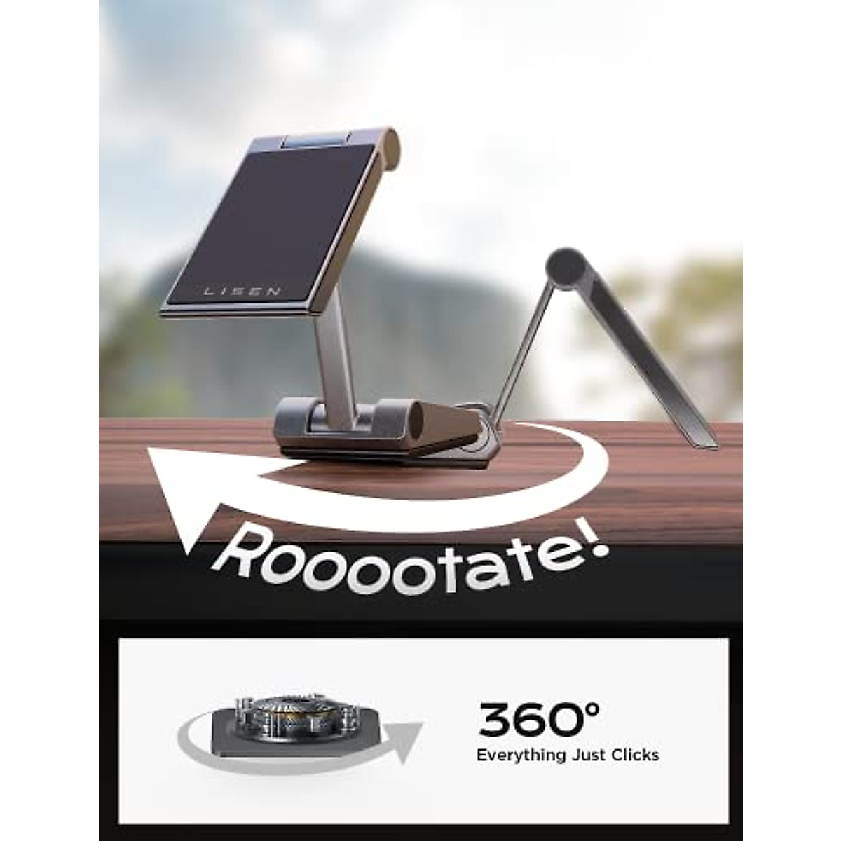 LISEN Magnetic Phone Holder for Car,360° Rotate Alloy Folding Magnetic Car Phone Holder,Metal Magnetic Phone Mount with 2023 Super Magnet,Super Sticker,Easy Installation,Compatible with All Phones