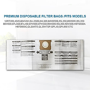 12 Pack Type E & Type H Replacement 90661 90671 CMXZVBE38767 Vacuum Dust Bags Compatible with Shop Vac CRAFTSMAN 5-8 Gallon Wet Dry Vacuum