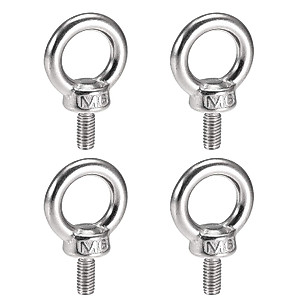 uxcell Lifting Eye Bolt M6 x 12mm Male Thread 304 Stainless Steel for Hanging, Pack of 4