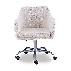 Linon Home Decor Products Linon Brooklyn Sherpa Office Chair, Ivory